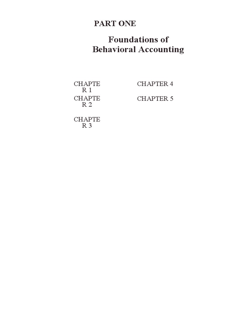 Foundations of Behavioral Accounting: Part One | PDF | Accounting ...