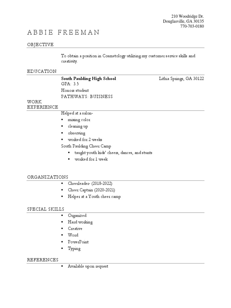 Sample High School Resume | PDF