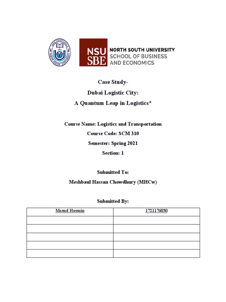 Case Study-Dubai Logistic City: A Quantum Leap in Logistics | PDF ...