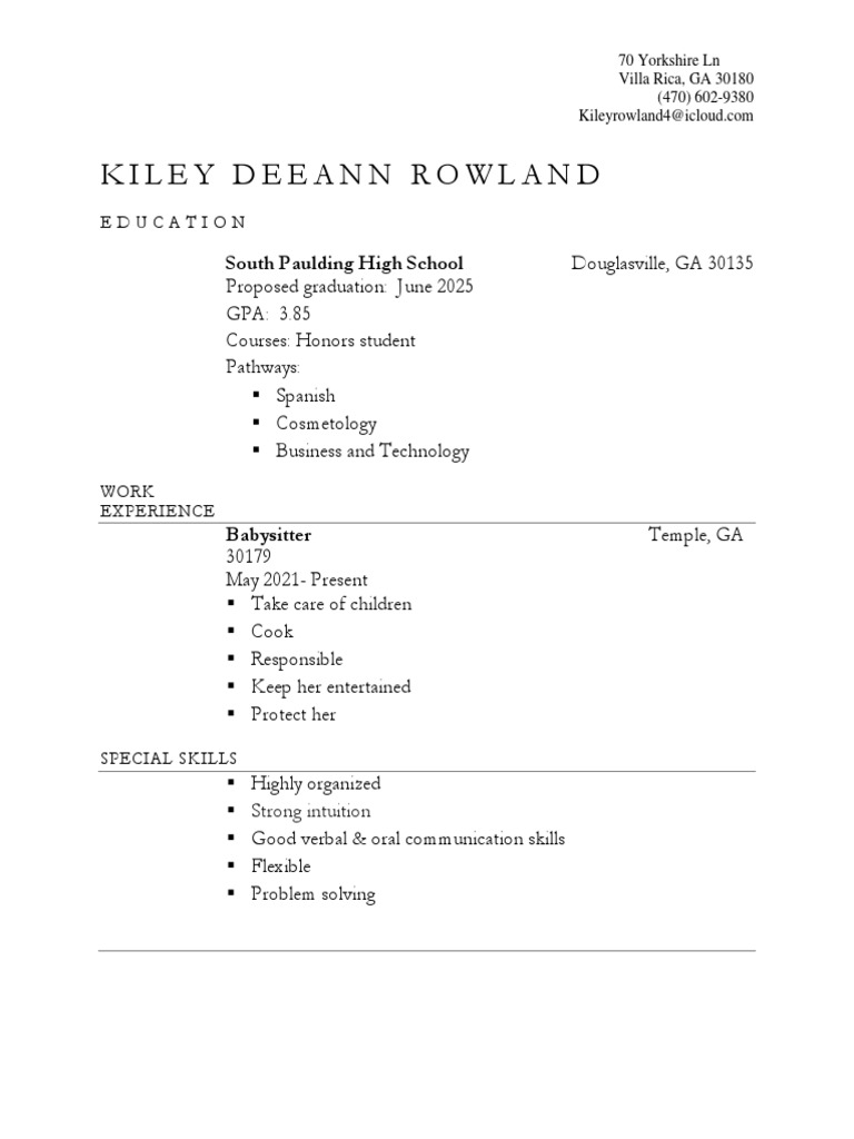Sample High School Resume | PDF
