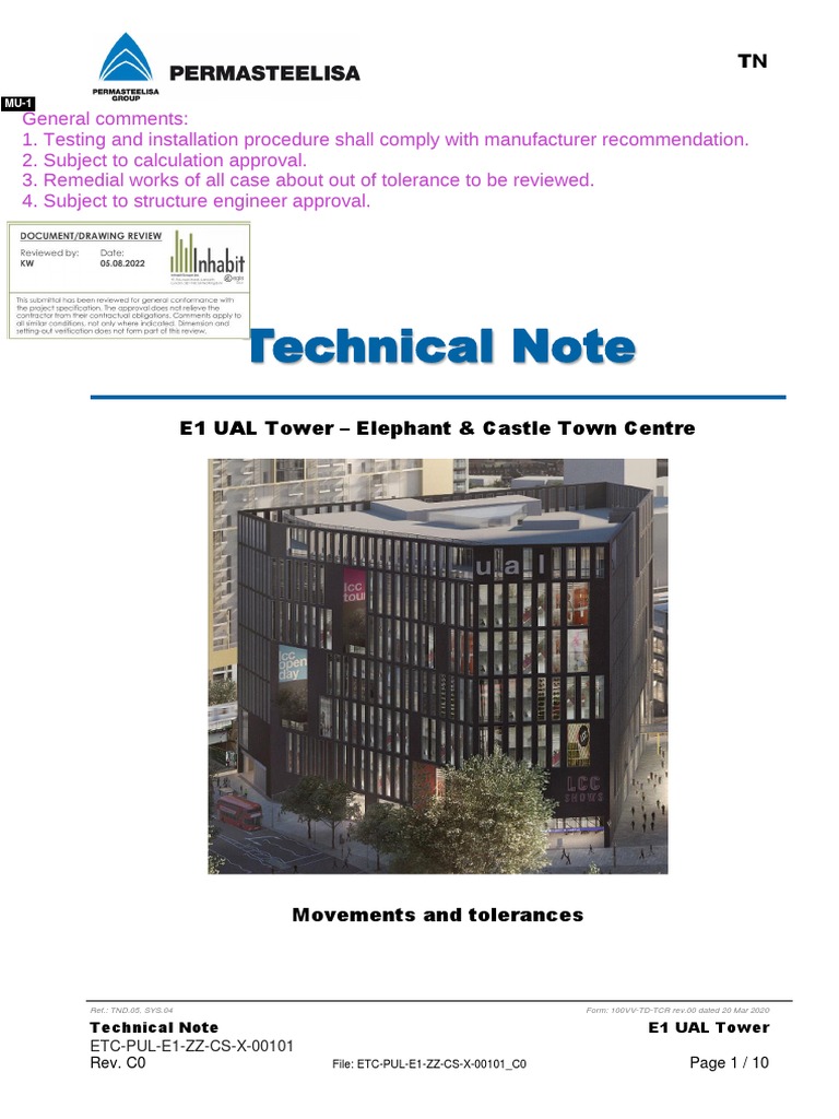 Technical Note E1 UAL Tower | PDF
