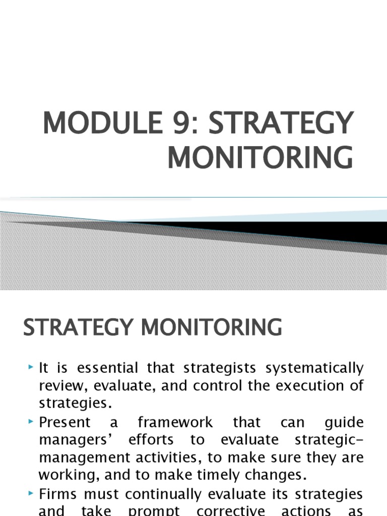 Module 9 - Strategy Monitoring | PDF | Strategic Management | Evaluation