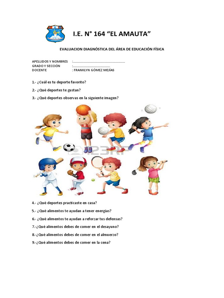 Evaluacion Diagnostica de Educación Física | PDF Evaluacion Diagnostica de Educación Física | PDF