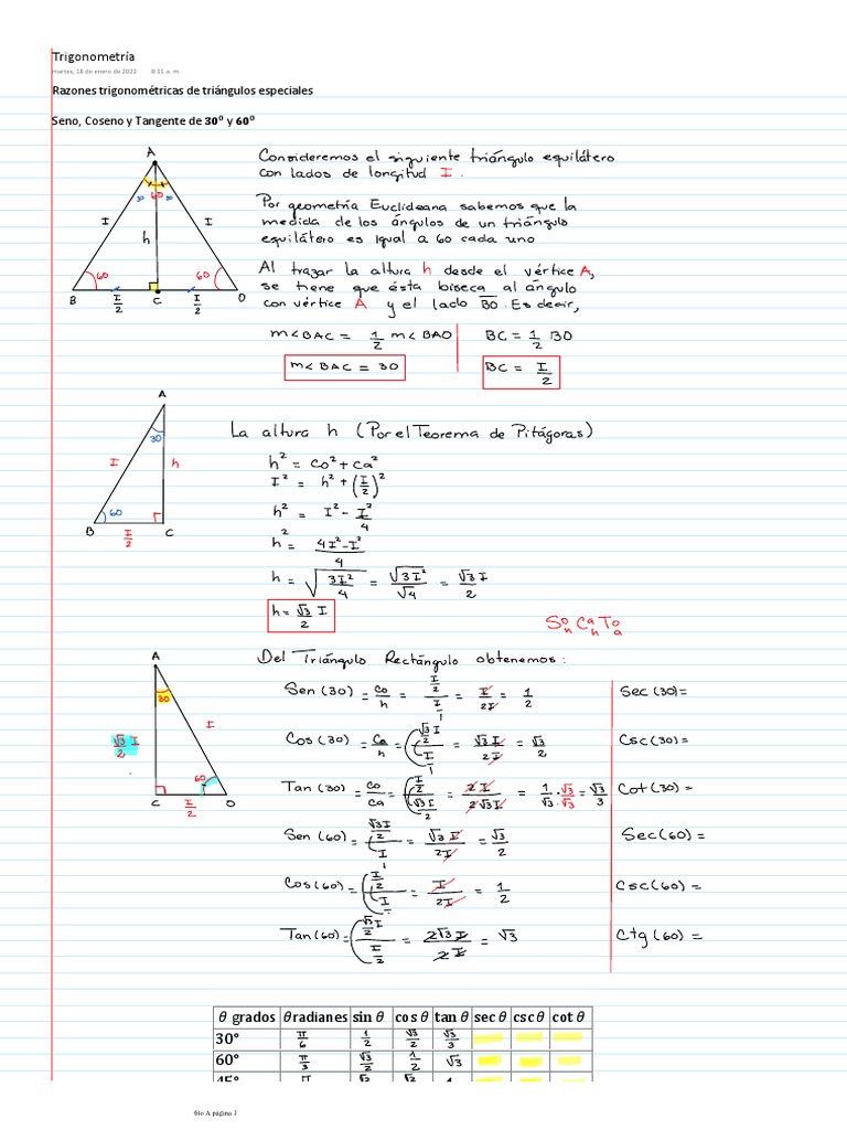 Razones Trigonométricas de Ángulos Notables Parte II | PDF