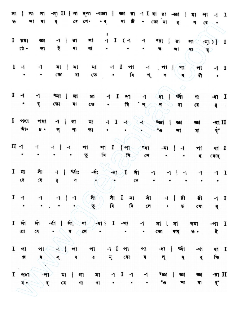 O Amar Desher Mati Notation | PDF
