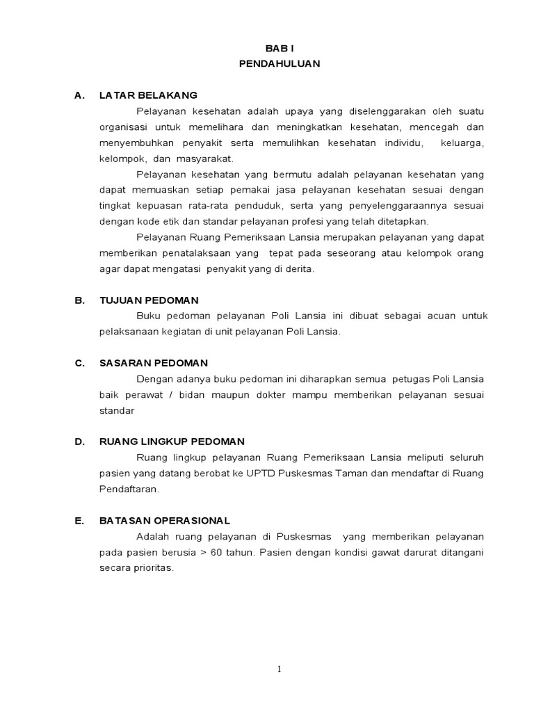PEDOMAN POLI LANSIA Isinya | PDF