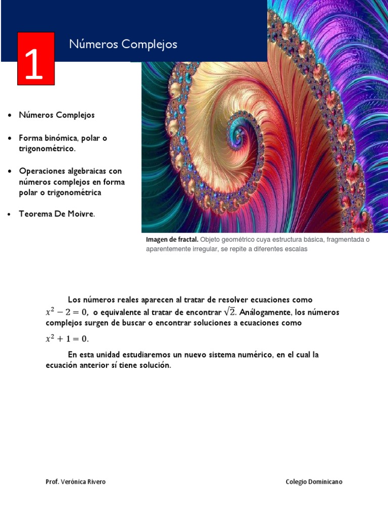 Guía Teórica Números Complejos Parte 1 | PDF | Número complejo | Ecuaciones