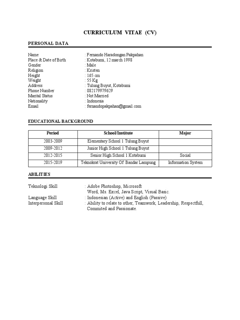 Curriculum Vitae Nando | PDF