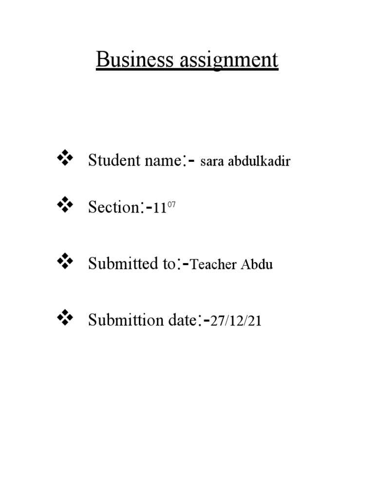 Business Assignment: Student Name Section Submitted To Submittion Date | PDF | Goods | Profit ...