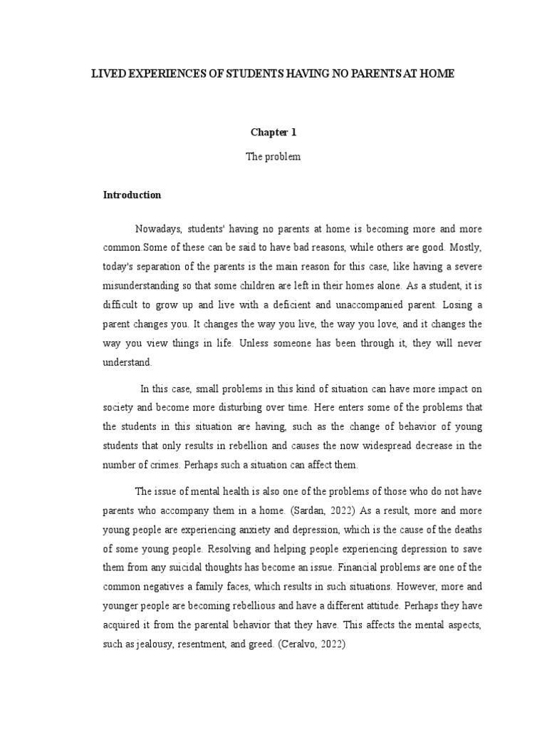 Lived Experiences of Students Having No Parents at Home | PDF ...