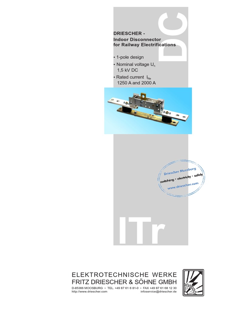 Elektrotechnische Werke Fritz Driescher & Söhne GMBH | PDF | Switch ...