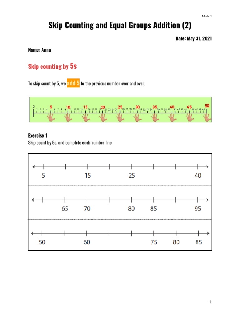 0531 Skip Counting and Equal Groups Addition | PDF | Mathematics