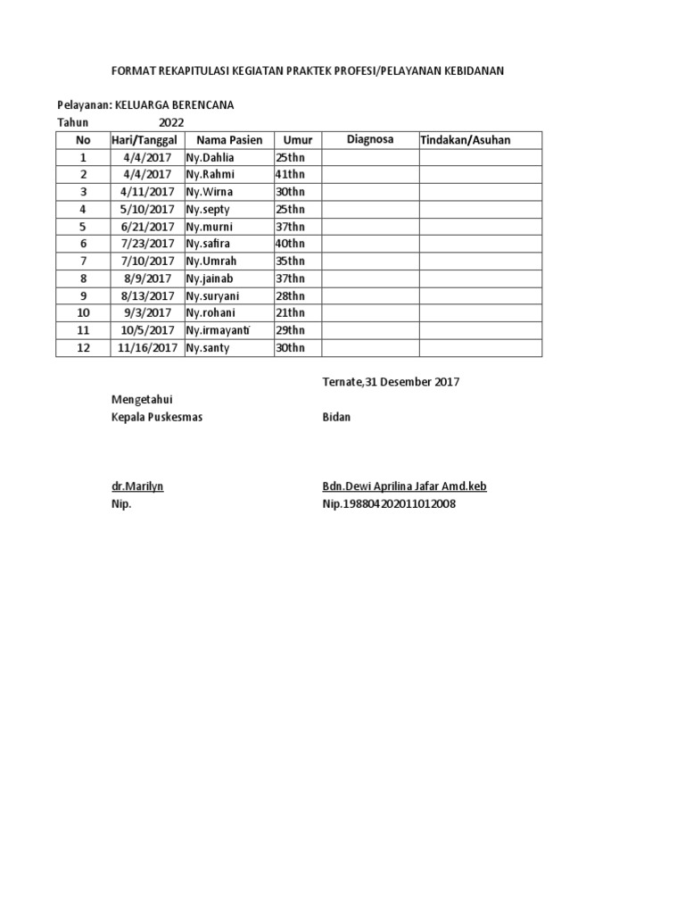 Data Borang KB Untuk STR (File Exel Kosong) | PDF