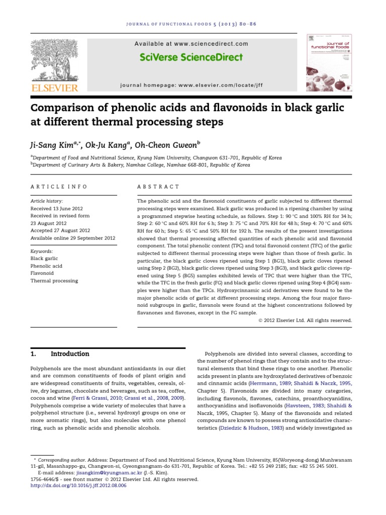 Comparison of Phenolic Acids and Flavonoids in Black Garlic | PDF ...