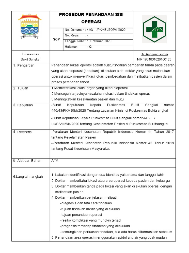 Sop Penandaan Sisi Tindakan | PDF