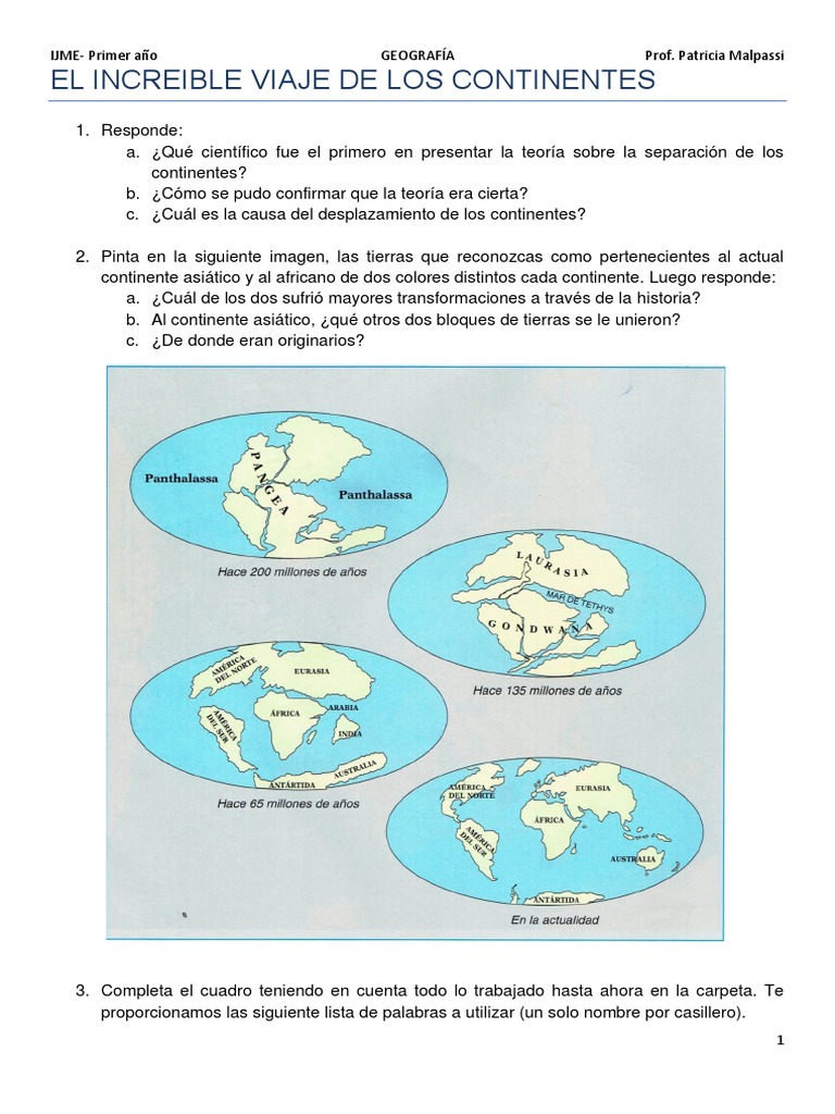 Evolución y Actividades de los Continentes | PDF | Continente | Geología