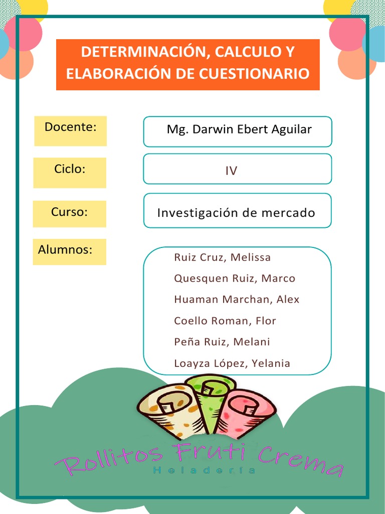 T4-Determinación, Calculo y Elaboración Del Cuestionario | PDF | Helado | Alimentos