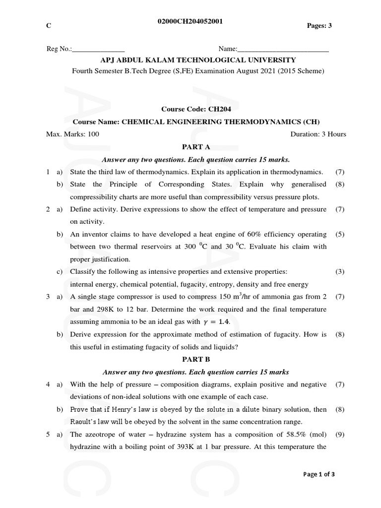 2021 August CH204-H | PDF | Physical Chemistry | Physical Sciences