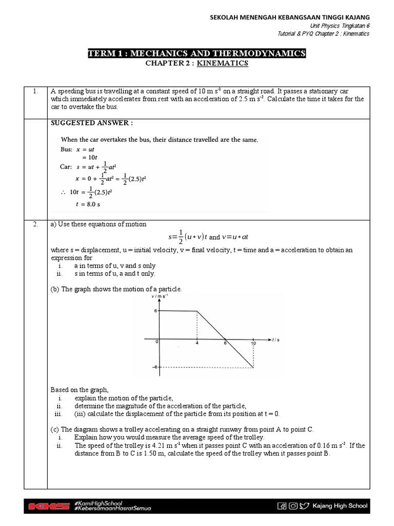 Term 1: Mechanics and Thermodynamics: Chapter 2: Kinematics | PDF | Acceleration | Velocity