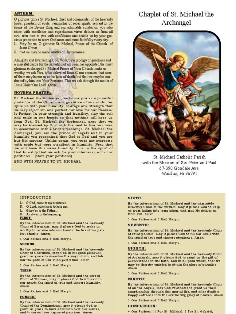 St. Michael The Archangel Chaplet Handout | PDF | Michael (Archangel ...