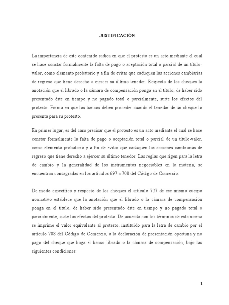 Protesto Del Cheque | PDF | Cheque | Pagaré