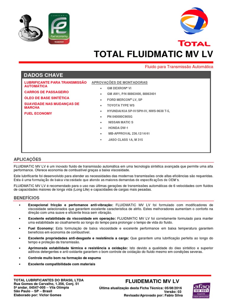 Fluidmatic MV LV | PDF | Viscosidade