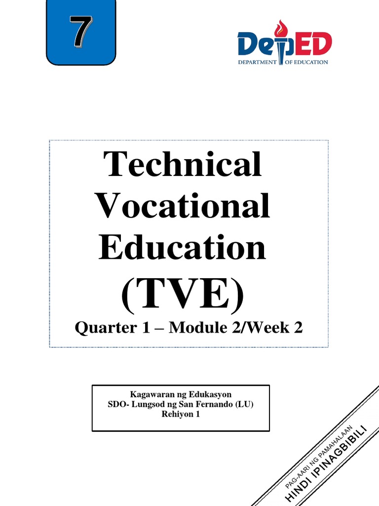 Grade 7-Q1 Module 2TechVoc TVE | PDF | Cookware And Bakeware | Home