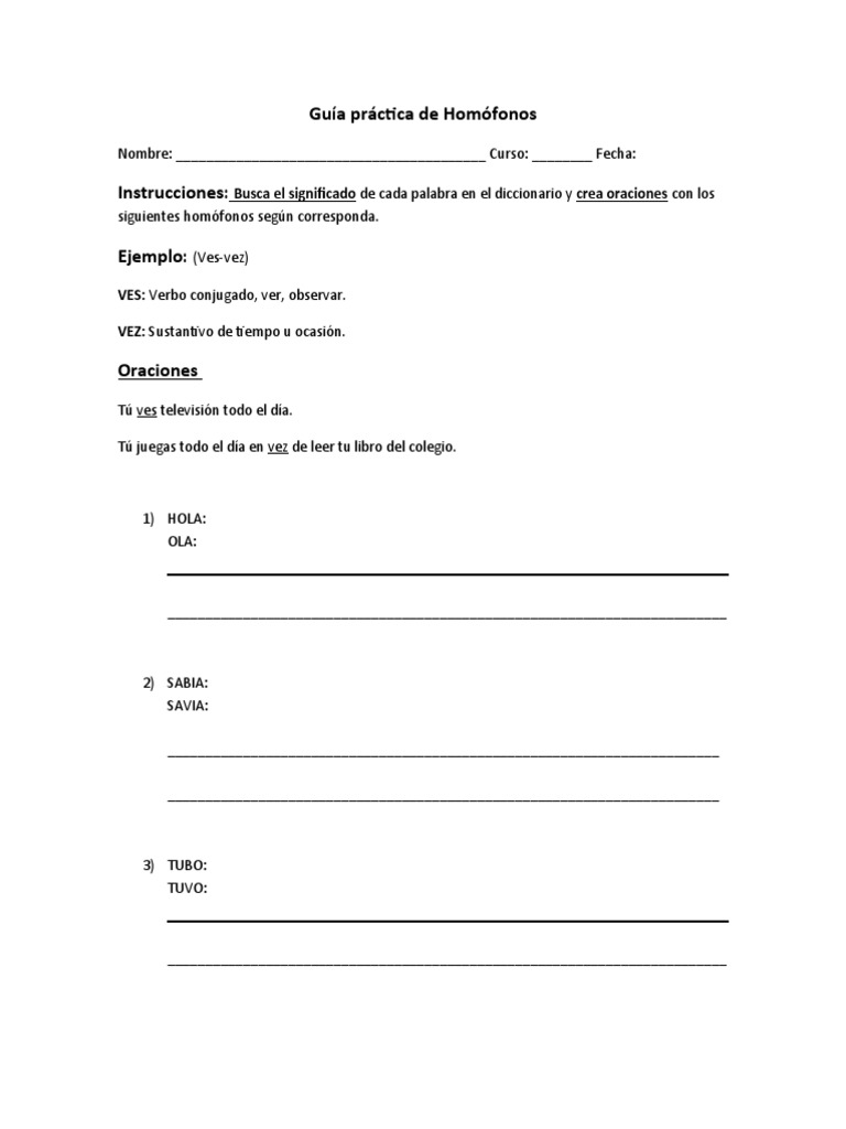 ACTIVIDAD Homofonos | PDF | Artes del Lenguaje y Comunicación