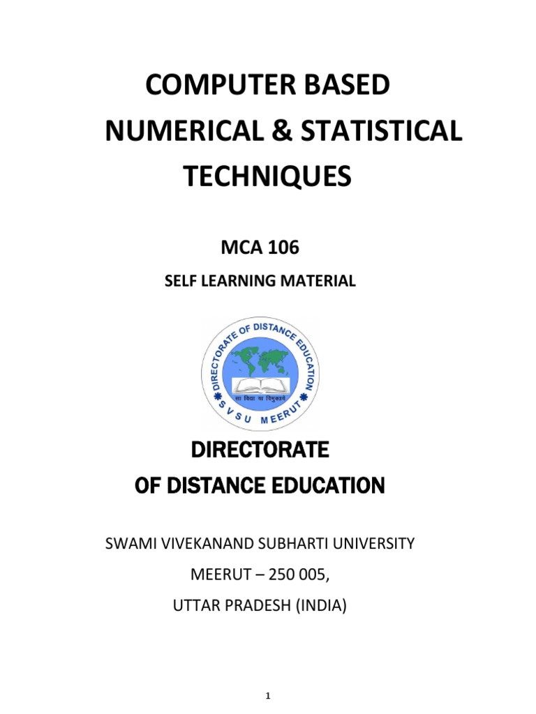 Computer Based Numerical & Statistical Techniques (MCA - 106) | PDF ...