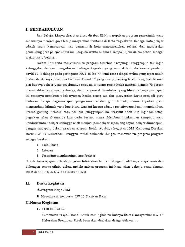 Program Jam Belajar Masyarakat (JBM) 2022 | PDF