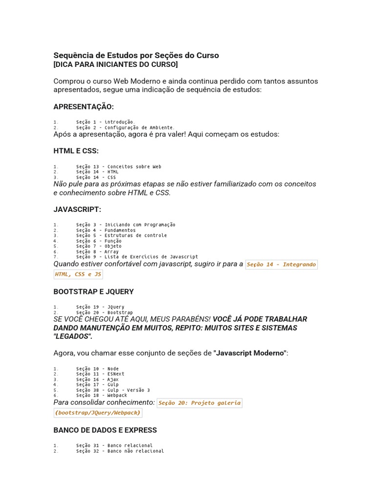 Sequência de Estudos para Web Moderno | PDF | Computadores