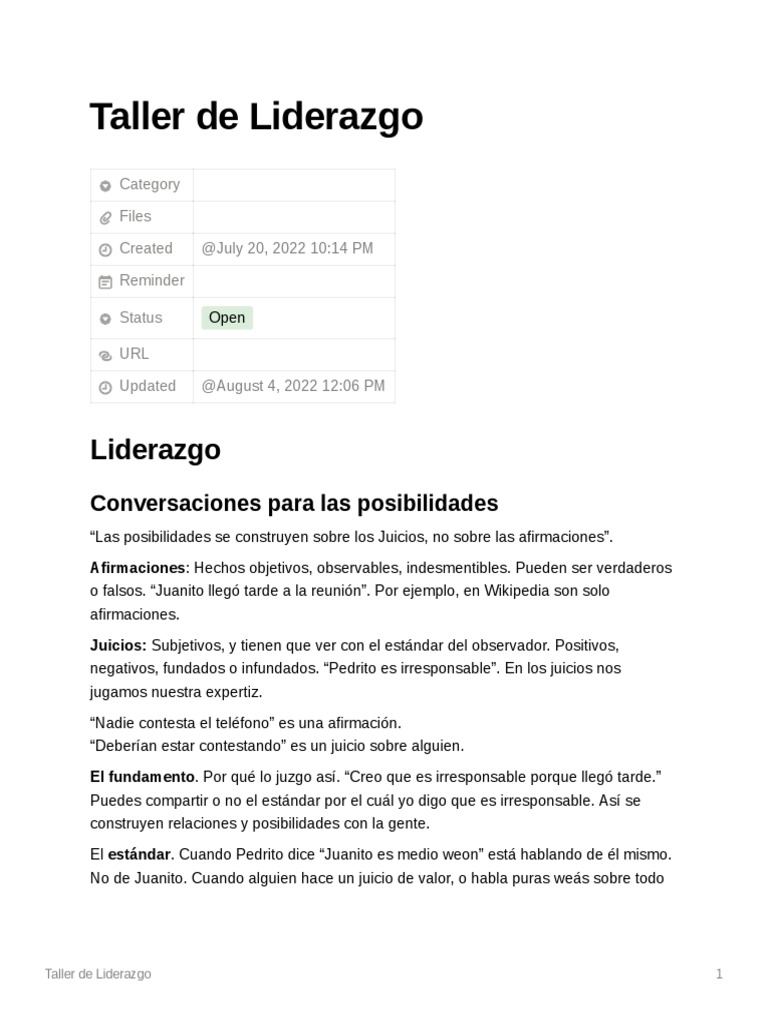 Taller de Liderazgo | PDF