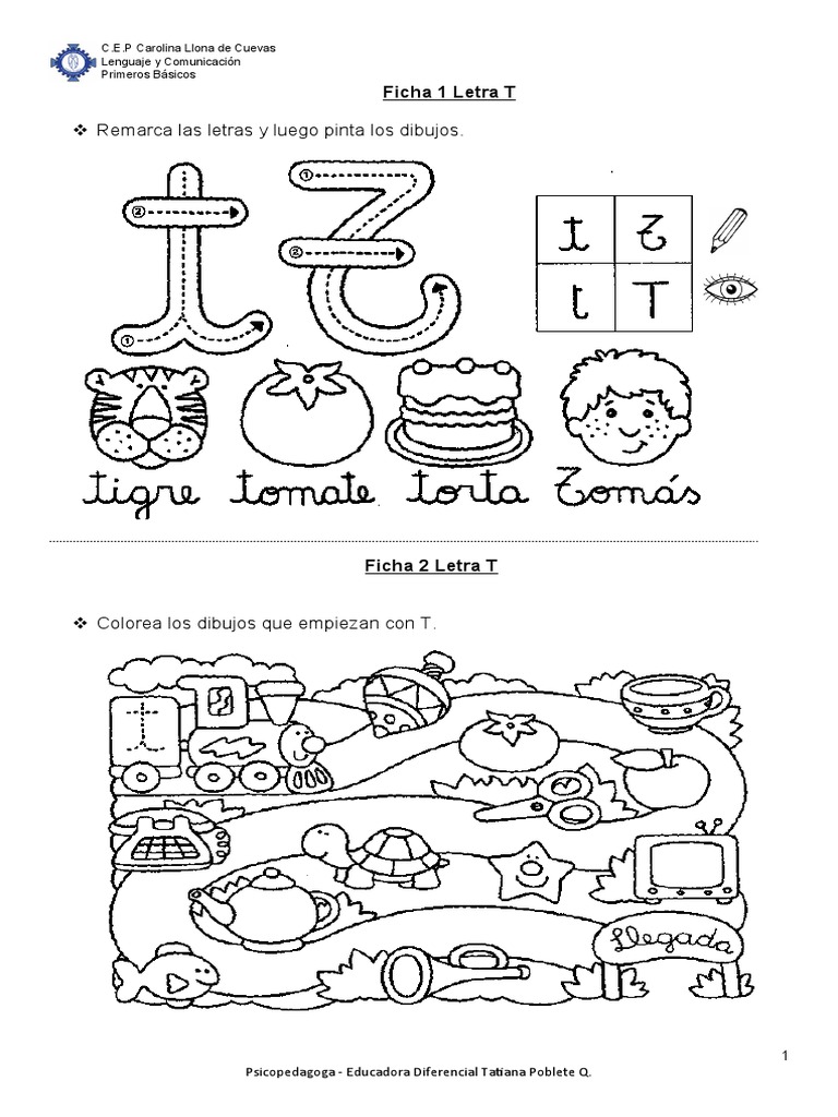 Actividades para el aprendizaje de la letra T en estudiantes de ...