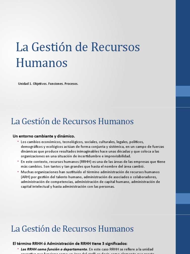 Un 1-Concepto de RRHH, Objetivos, Procesos | PDF | Gestión de recursos humanos | Salario