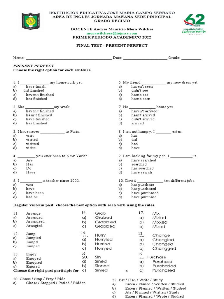 Final Test 10TH Grade | PDF | Linguistic Morphology | Grammar