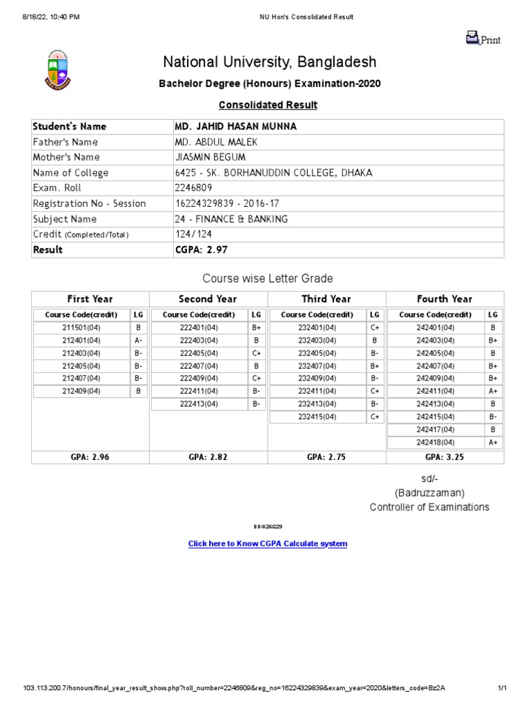 NU Hon's Consolidated Result | PDF | Evaluation Methods | Academic Degree
