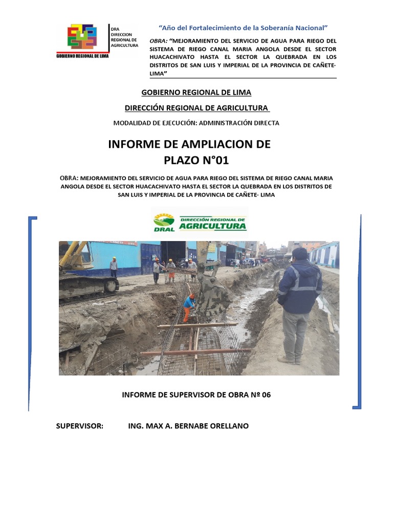 Inf. #06 Ampliacion de Plazo Supervisor | PDF | Riego | Lima