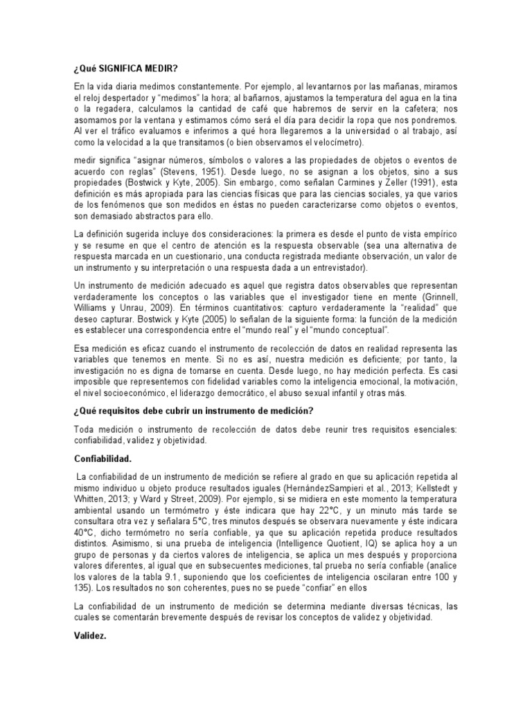 Definición y Significado de Medir | PDF | Validez (Estadísticas) | Medición