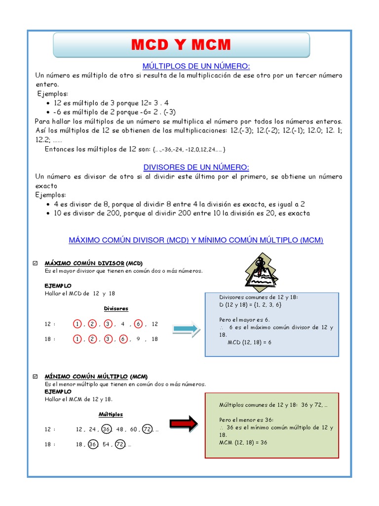 4 MCM Y MCD 1er AÑO | PDF | Matemáticas discretas | Matemática Elemental