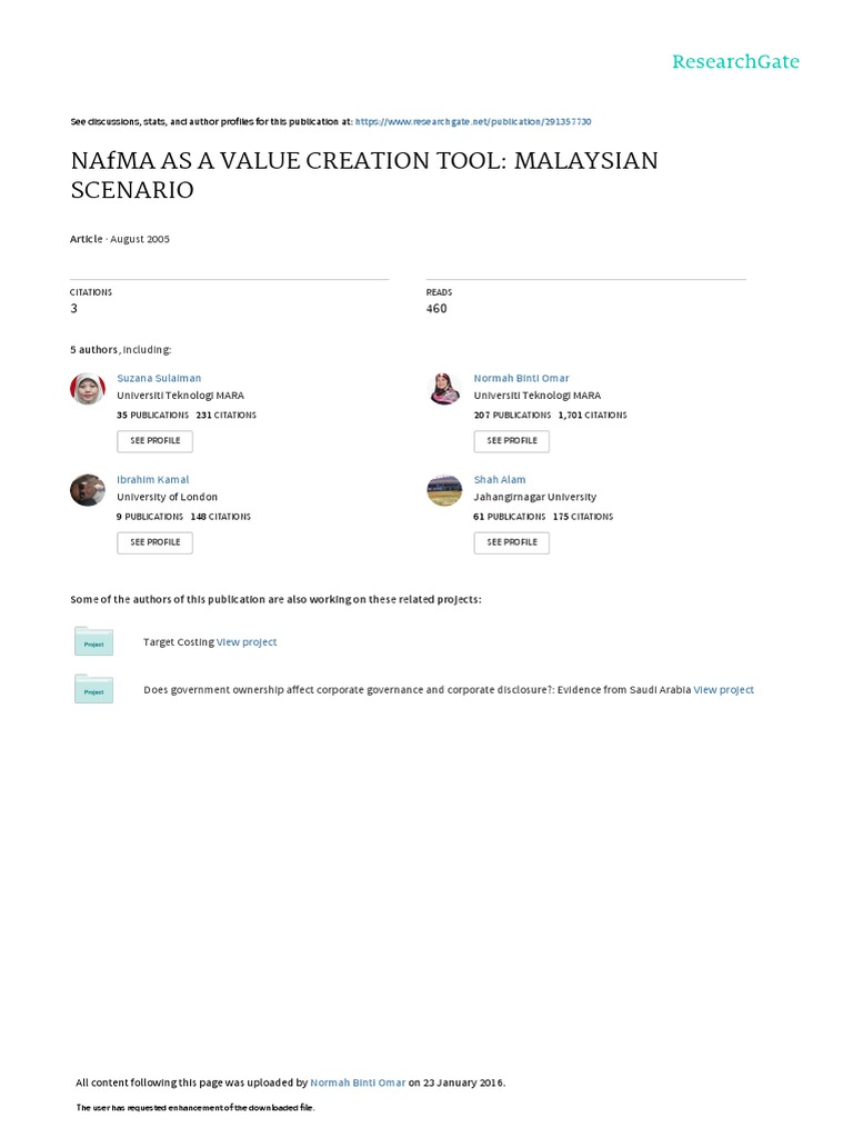 NAfMA: Value Creation in Malaysia | PDF | Management Accounting ...
