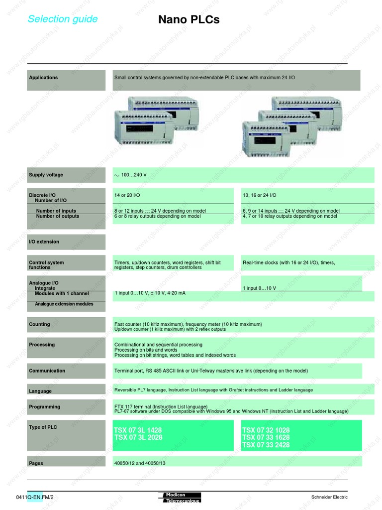 Nano PLCS: Selection Guide | PDF | Programmable Logic Controller | Information Age