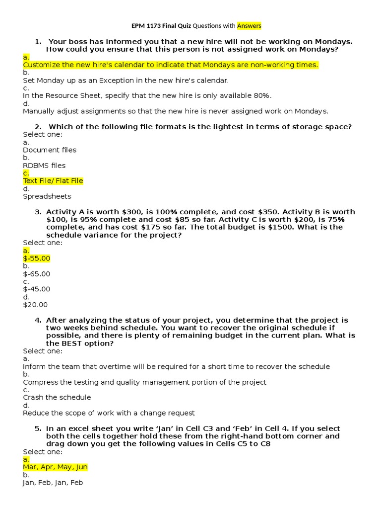 EPM 1173 Final Quiz Overview | PDF | Database Index | Information Retrieval