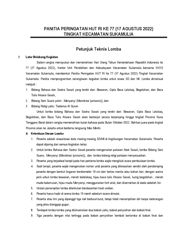 dRAFT lOMBA 17 aGUSTUS 2022 Ok.. | PDF