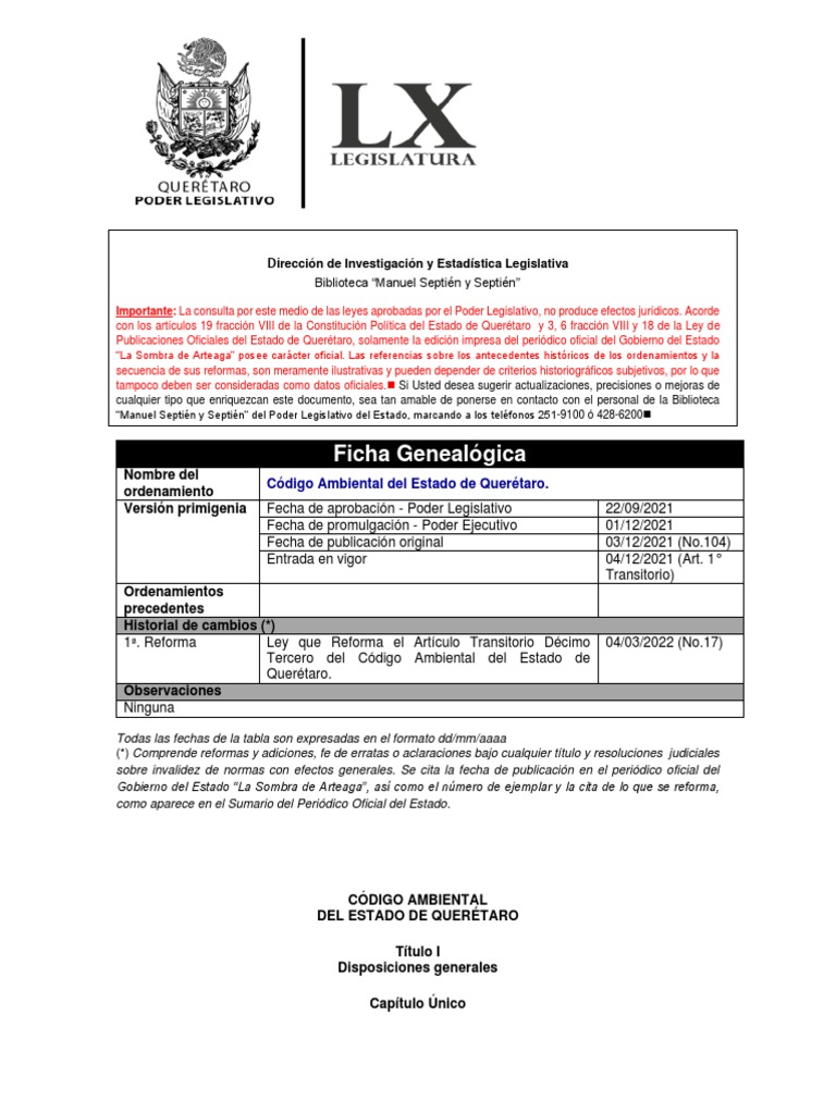 Codigo Ambiental Qro | PDF | Entorno natural | Contaminación