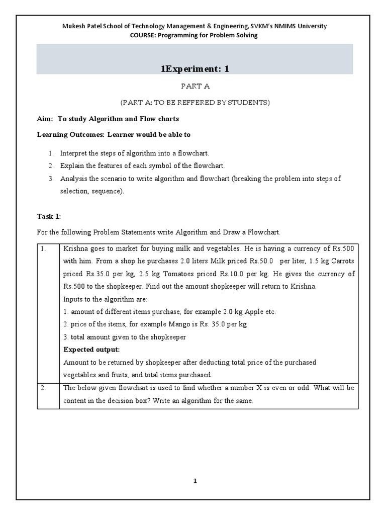 Algorithm and Flowchart Basics Guide | PDF | Algorithms | Computer ...