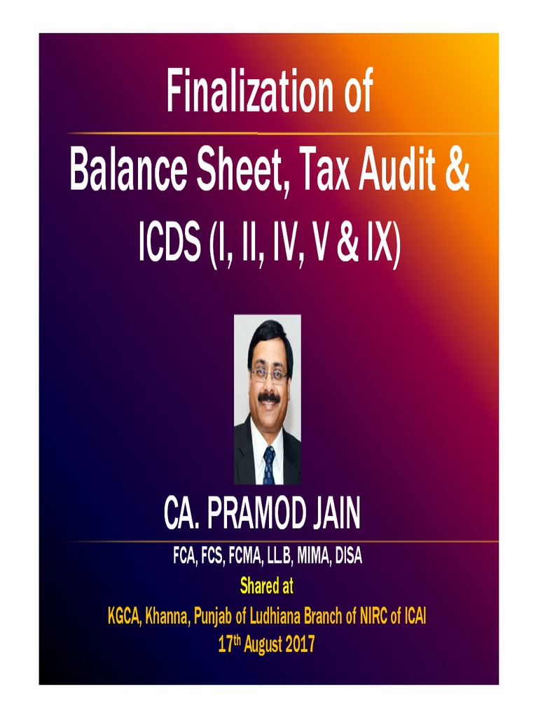 Finalization of Balance Sheet, Tax Audit & Finalization of Balance ...