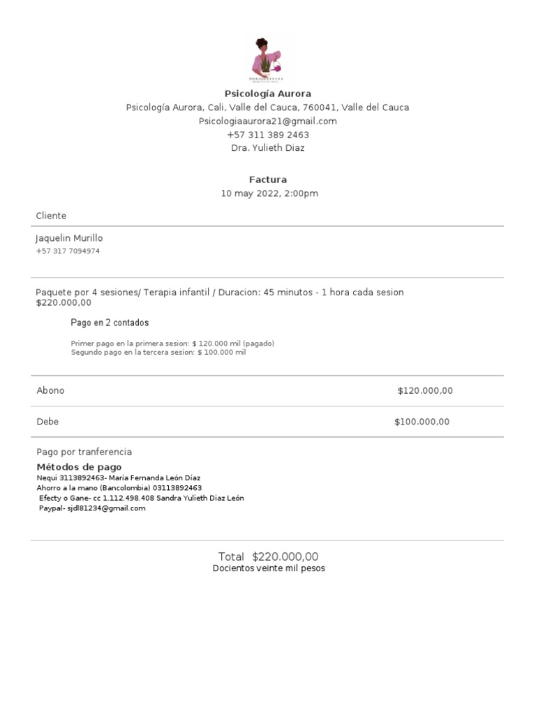 Factura de Cobro - Modelo | PDF