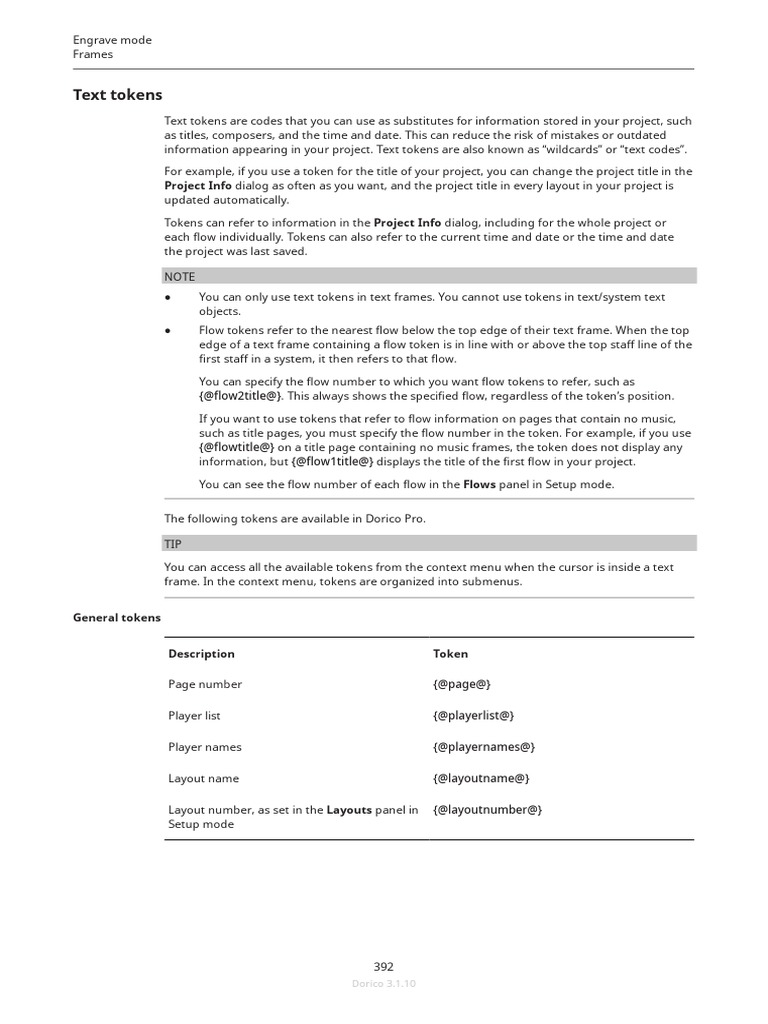 Dorico Pro3 - Text Tokens | PDF | Menu (Computing) | Notation