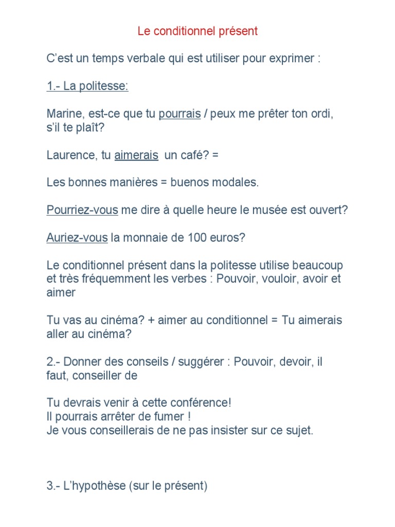 Le conditionnel présent en français | PDF | Relations syntaxiques ...