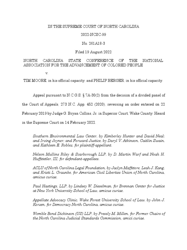 NC Supreme Court Ruling | PDF | Voting Rights Act Of 1965 ...